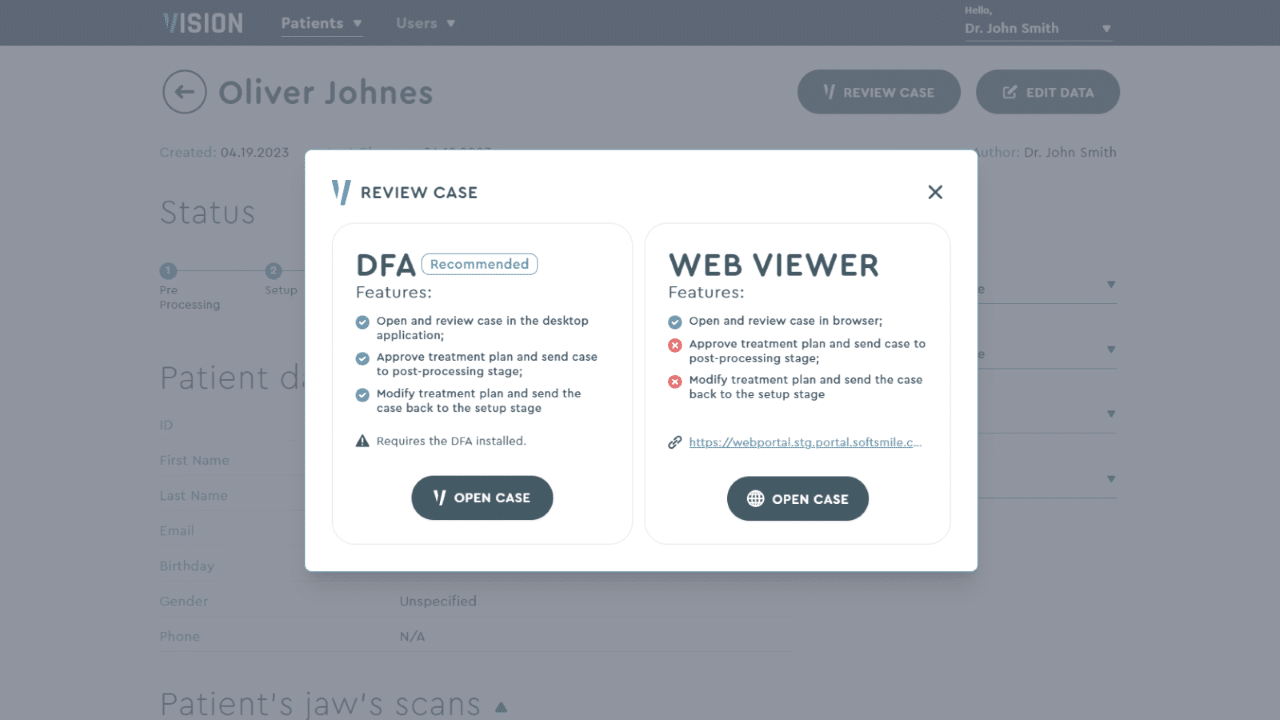 SoftSmile Launches Vision Web Portal to Manage Aligner Cases